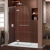 DreamLine Flex 32 in. D x 42 in. W x 74 3/4 in. H Semi-Frameless Shower Door in Brushed Nickel ...