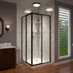 DreamLine French Corner 36 in. D x 36 in. W x 74 3/4 in. H Sliding Shower Enclosure in Satin ...