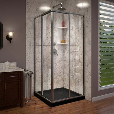 DreamLine Flex 36 in. D x 48 in. W x 74 3/4 in. H Semi-Frameless Pivot Shower Enclosure in ...