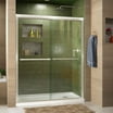 DreamLine Flex 32 in. D x 32 in. W x 76 3/4 in. H Semi-Frameless Shower Door in Brushed Nickel ...