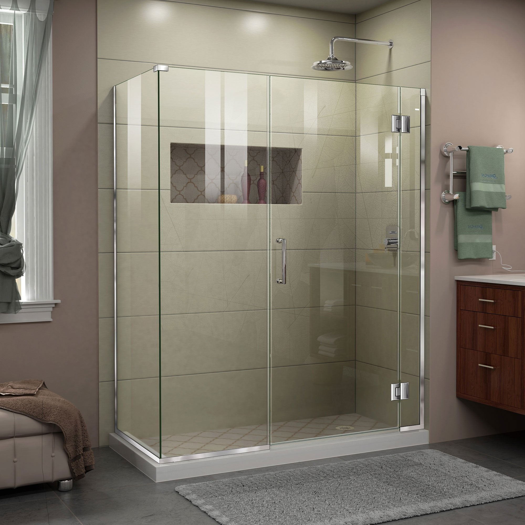 DreamLine E1281430-01 Unidoor-X 48"W x 30 3/8"D x 72"H Frameless Hinged Shower Enclosure in ...