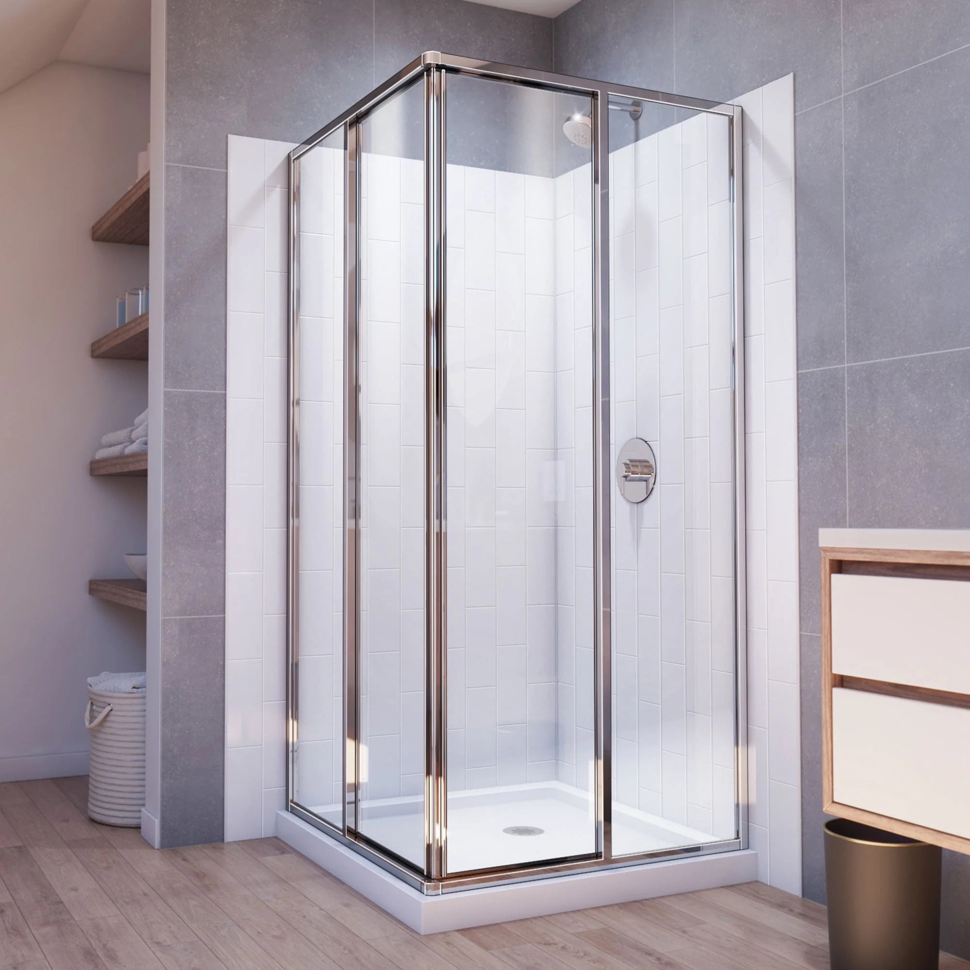 Dreamline Cornerview 36 In D X 36 In W X 78 3 4 In H Sliding Shower