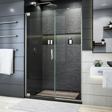VIGO Elan 68 to 72 in. W x 74 in. H Sliding Frameless Shower Door in Stainless Steel with 3/8 in ...