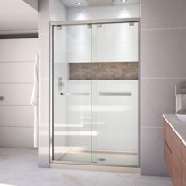 DreamLine Flex 32 in. D x 42 in. W x 74 3/4 in. H Semi-Frameless Pivot Shower Door in Chrome ...