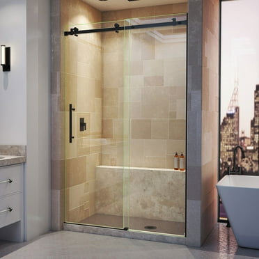 DreamLine Flex 56-60 in. W x 72 in. H Semi-Frameless Pivot Shower Door in Brushed Nickel ...