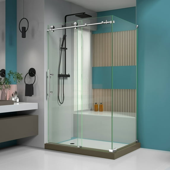 DreamLine Enigma-X 32 1/2 in. D x 48 3/8 in. W x 76 in. H Fully Frameless Sliding Shower ...