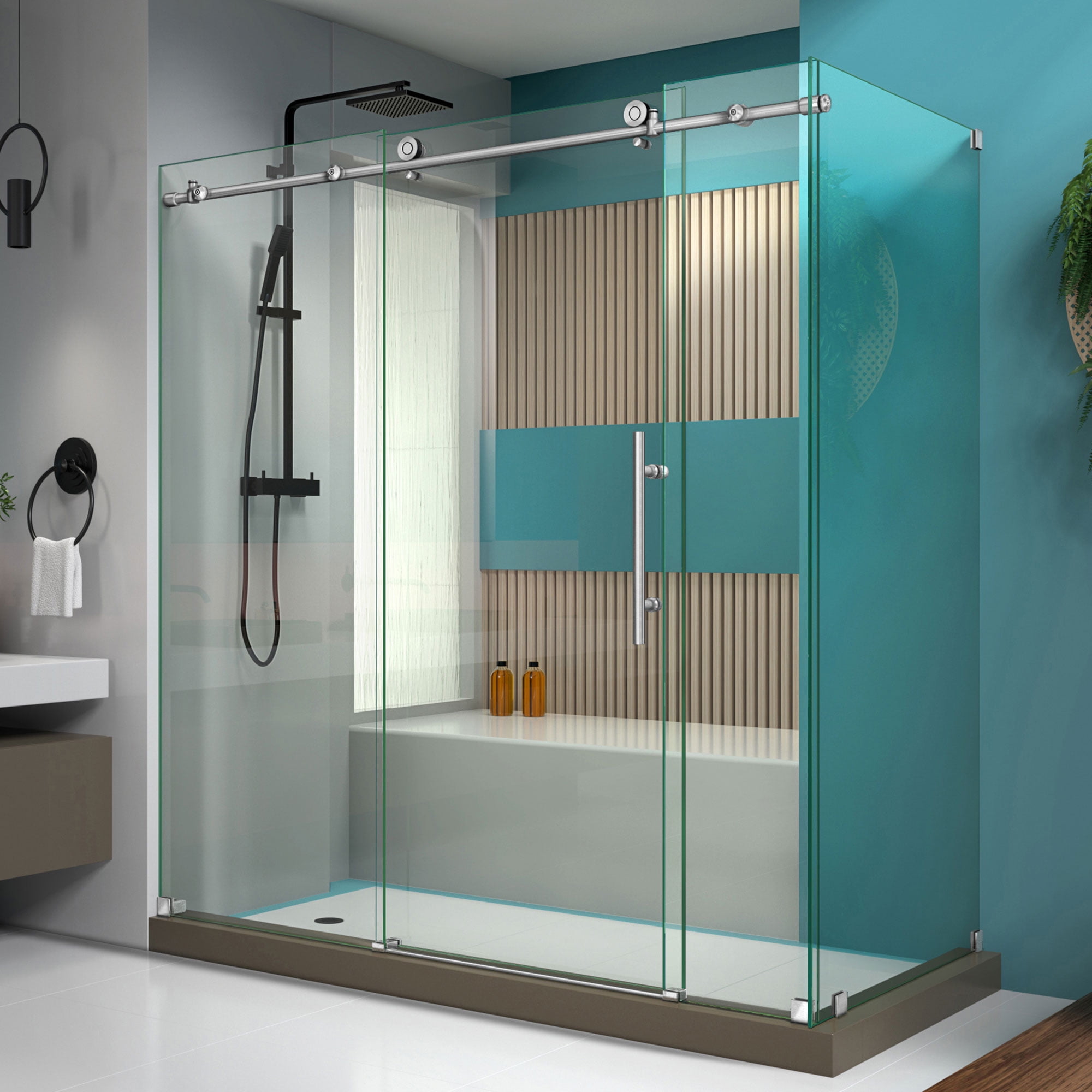 DreamLine Enigma-X 32 1/2 in. D x 72 3/8 in. W x 76 in. H Fully Frameless Sliding Shower ...
