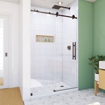 DreamLine Enigma-X 56-60 in. W x 76 in. H Fully Frameless Sliding Shower Door in Polished ...