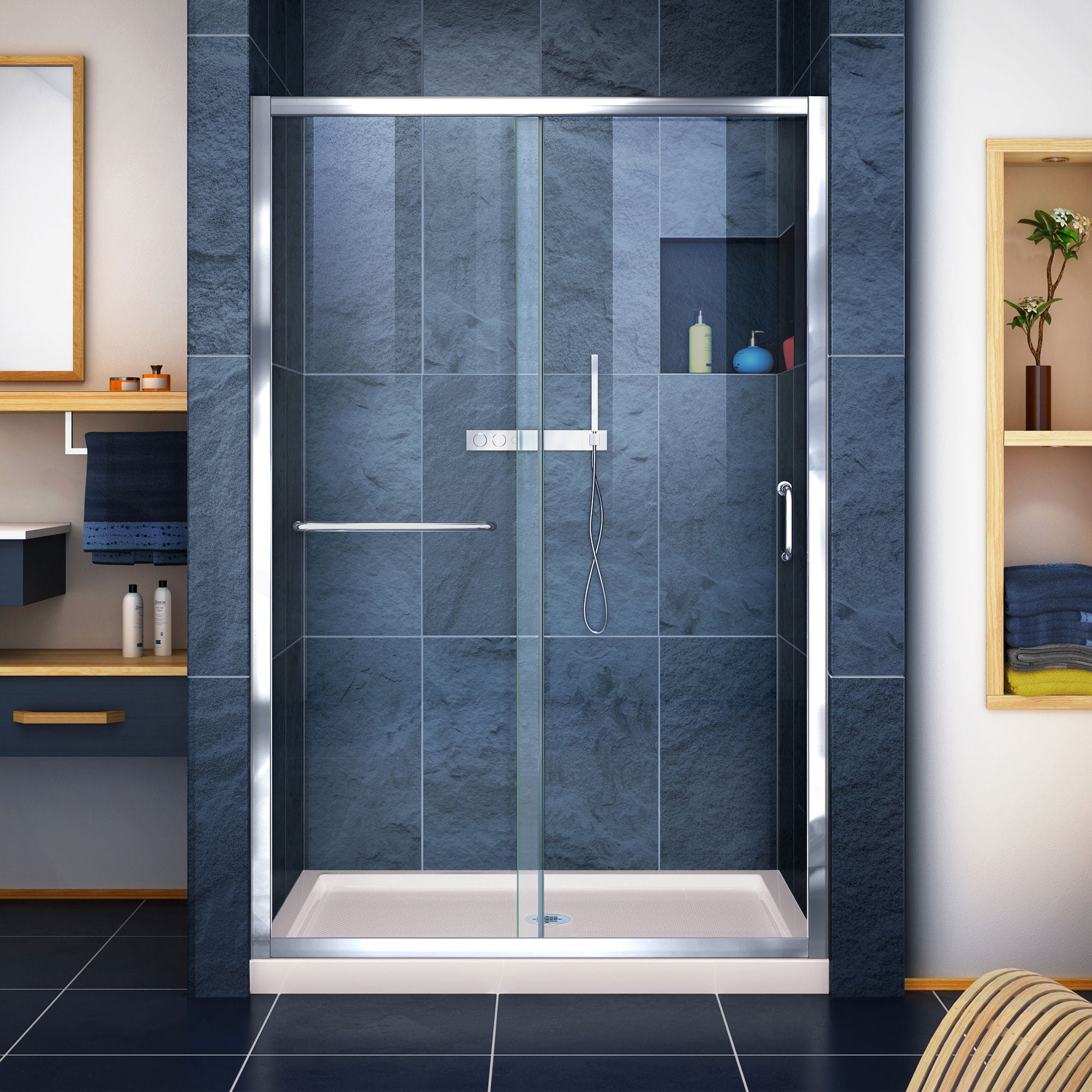 DreamLine Infinity-Z 36 in. D x 48 in. W x 74 3/4 in. H Clear Sliding ...