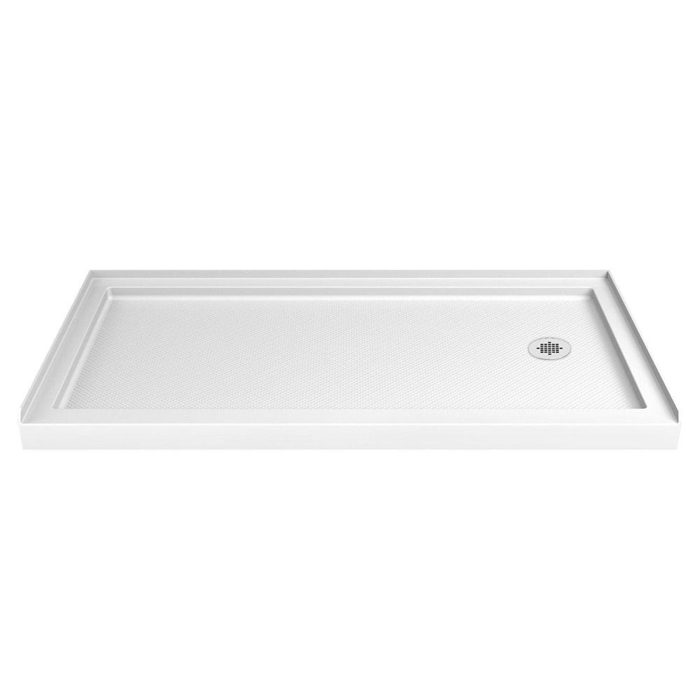 DreamLine SlimLine 32 in. D x 60 in. W x 2 3/4 in. H Right Drain Single ...