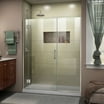 DreamLine Flex 32 in. D x 42 in. W x 74 3/4 in. H Semi-Frameless Pivot Shower Door in Chrome ...