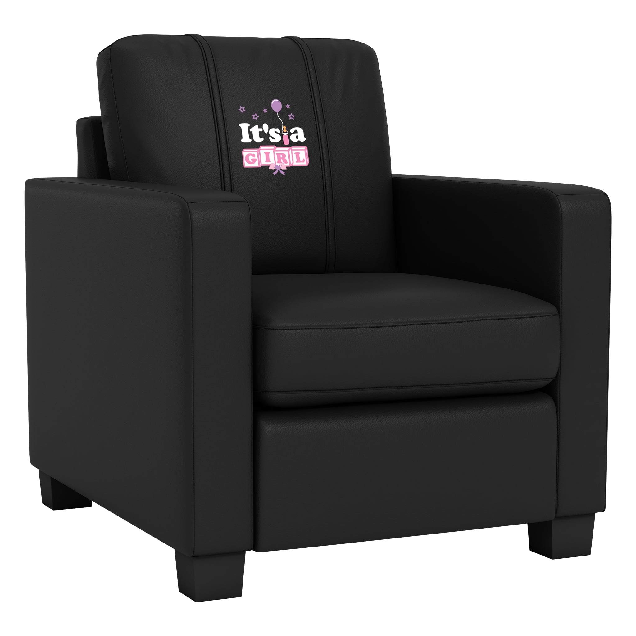 DreamSeat Black Dyno Stationary Club Chair Embroidered It's A Girl Logo Small Footprint Low ...