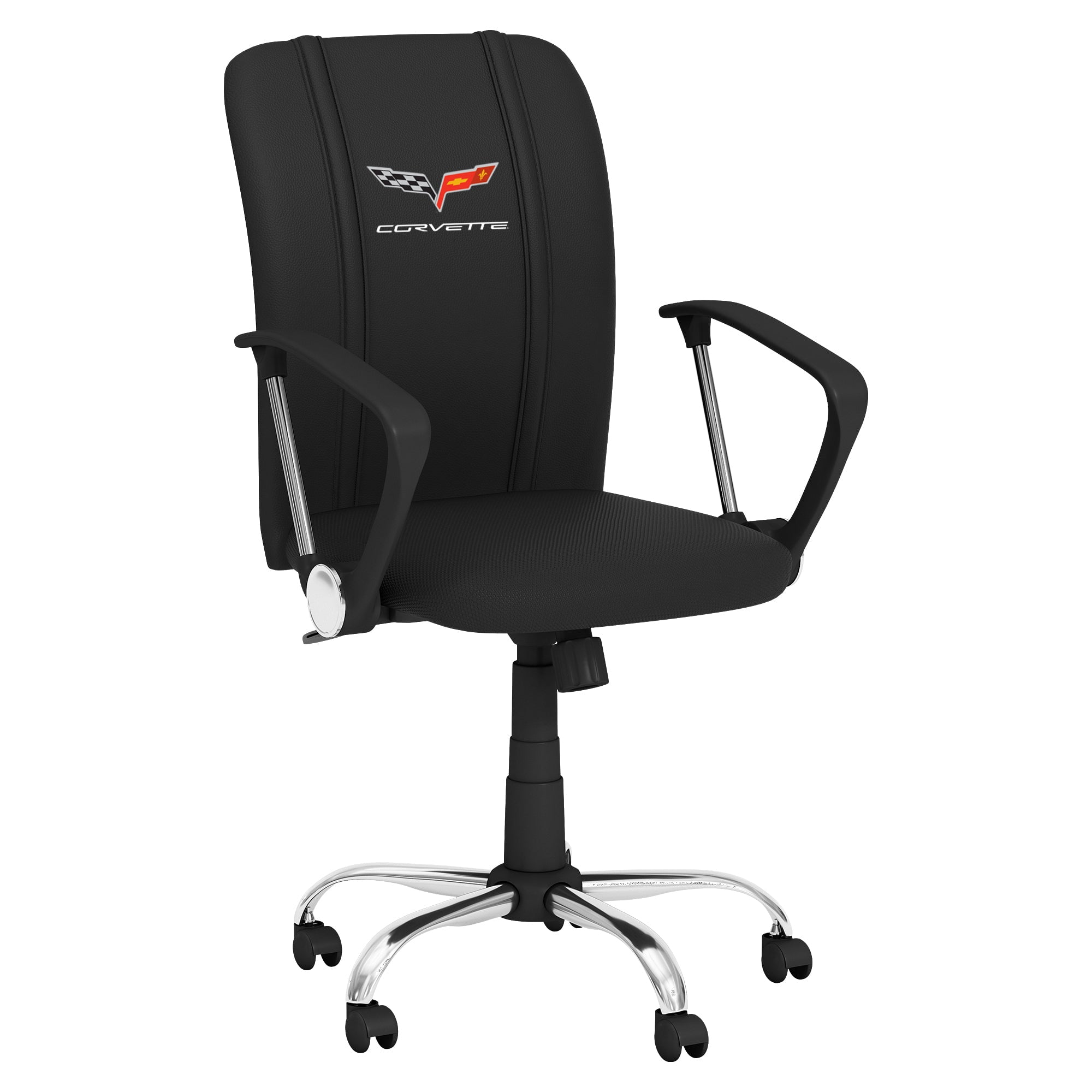 DreamSeat Black Ergonomic Durable Curve Task Chair Embroidered Corvette ...