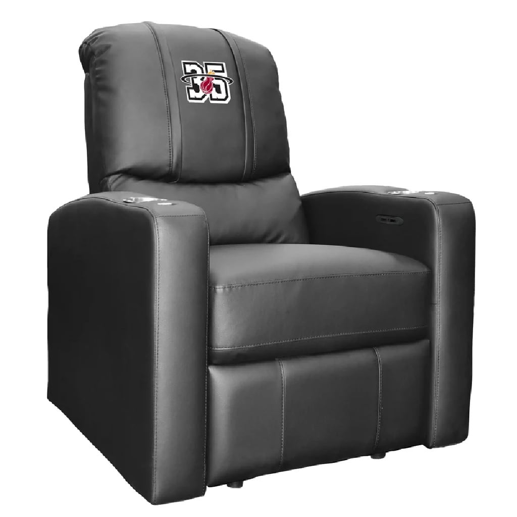 DreamSeat Black Stealth Power Plus Recliner Embroidered Miami Heat Team Commemorative Logo ...