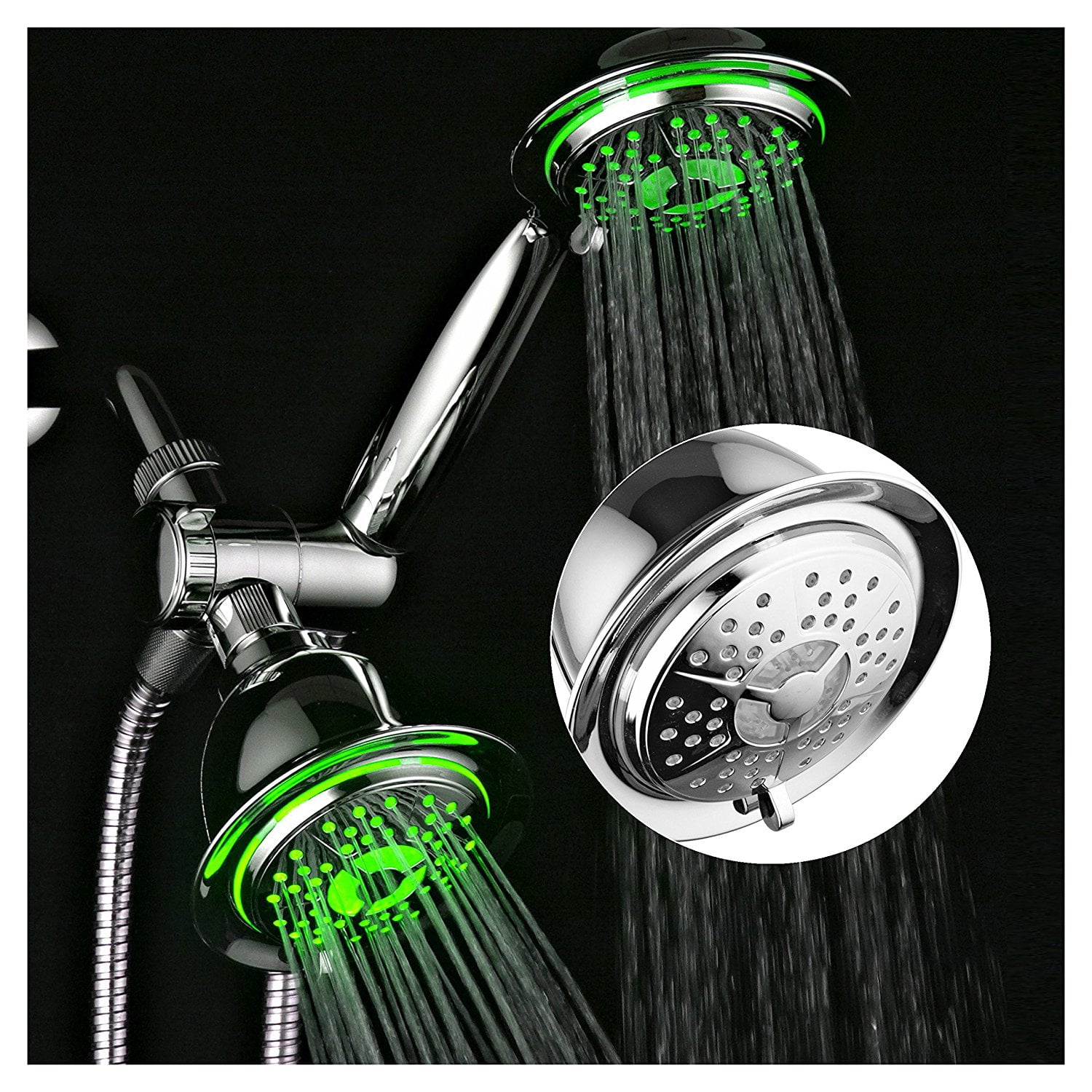 DreamSpa? All-Chrome 3-way LED Twin Shower System with Air Jet LED ...