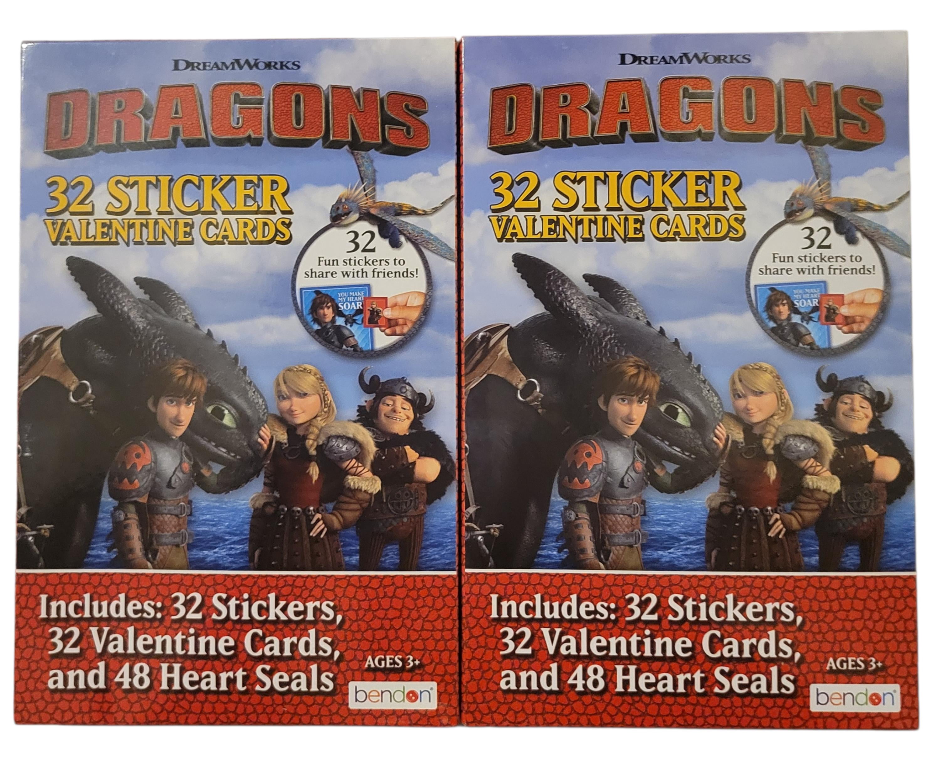 DreamWorks Dragons 32 sticker Valentine Cards - Pack of 2 - Walmart.com