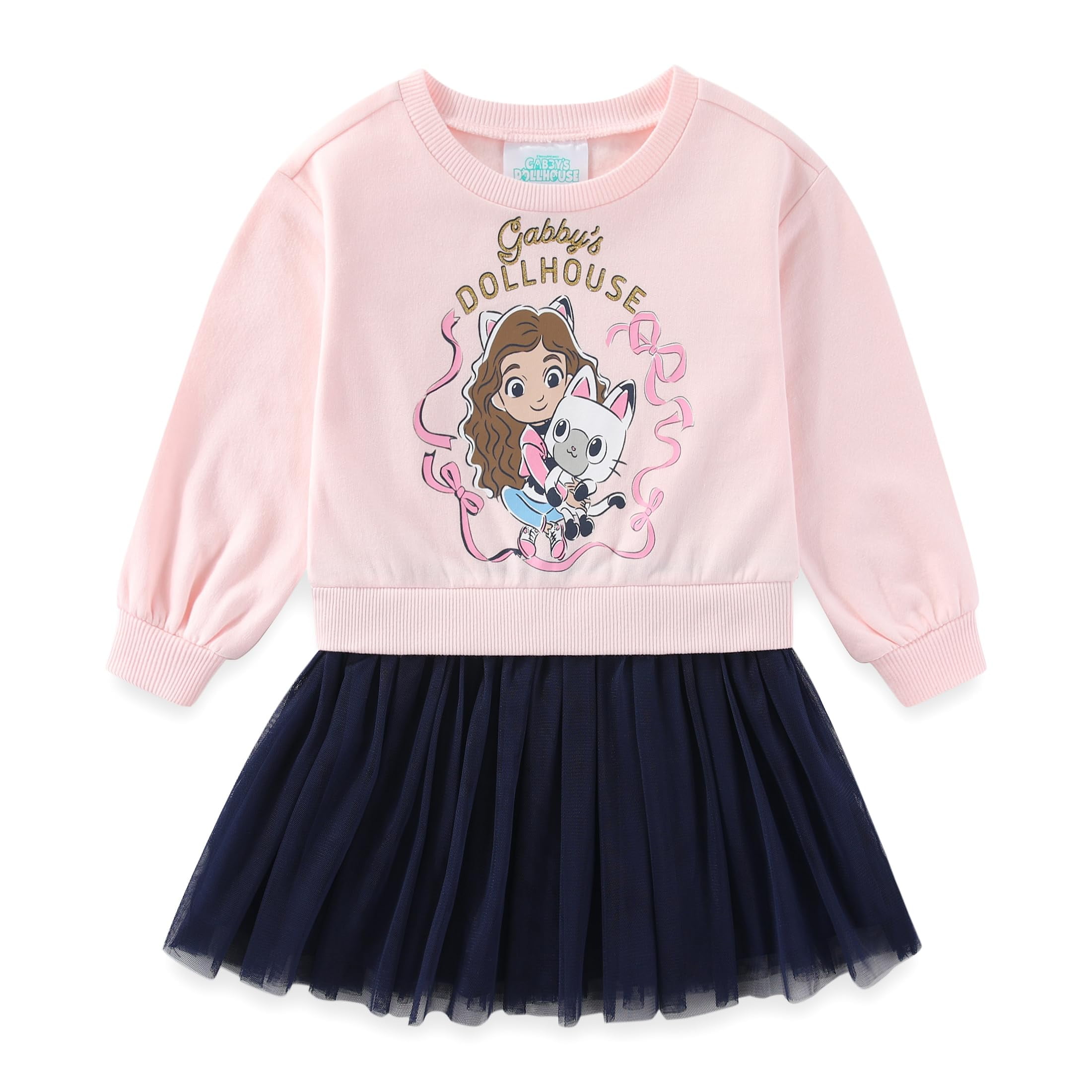 DreamWorks Gabby's Dollhouse Girls Long Sleeve Long Sleeve Tulle Dress ...