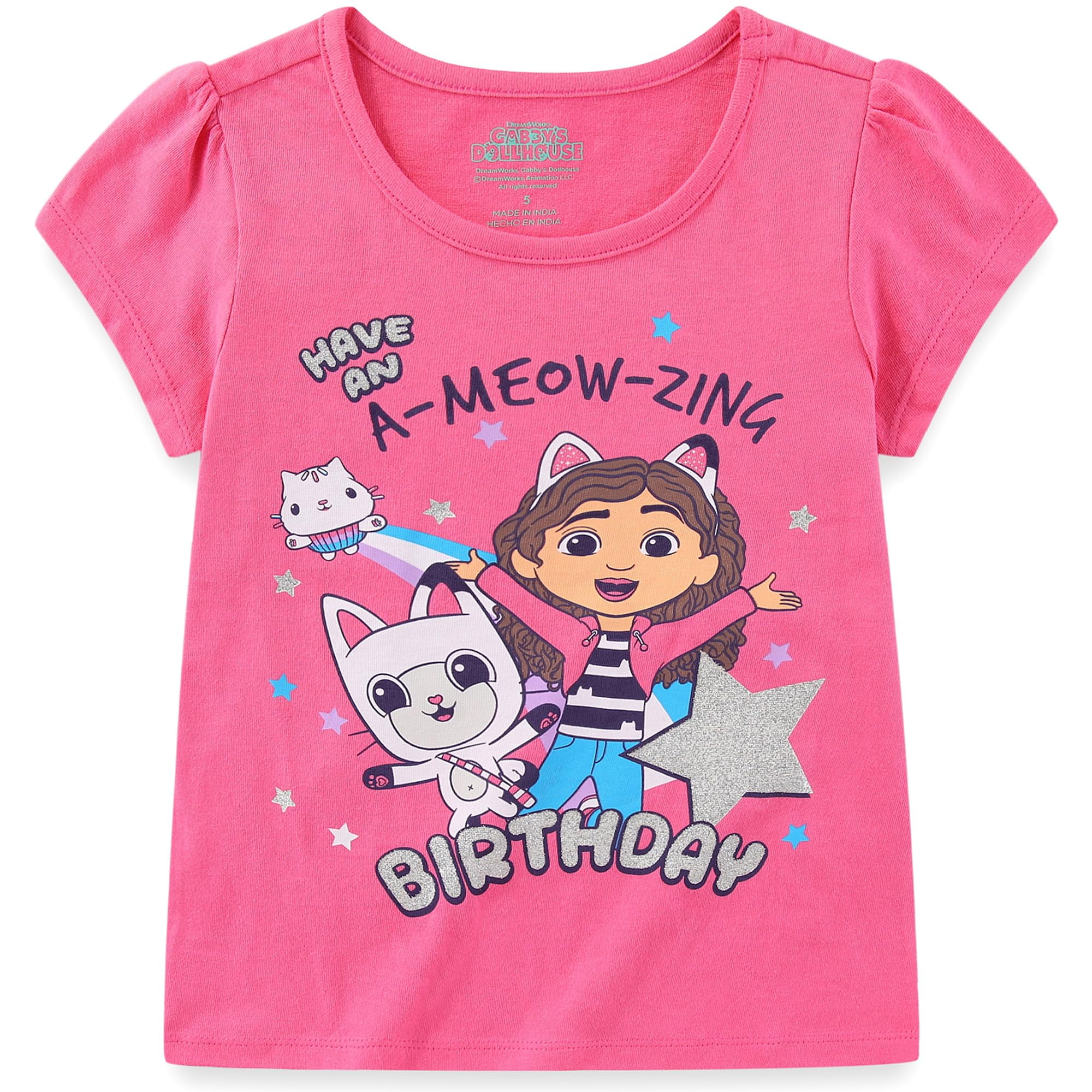 DreamWorks Gabby's Dollhouse Birthday Short Sleeve T-Shirt (Girls ...