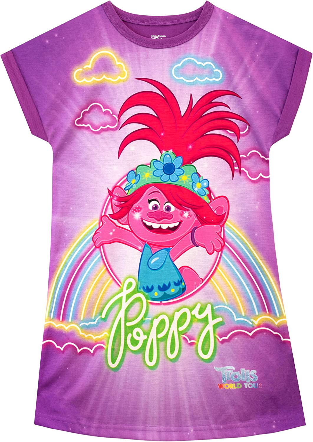DreamWorks Girls Trolls Nightdress Purple Sizes 4-10 - Walmart.com