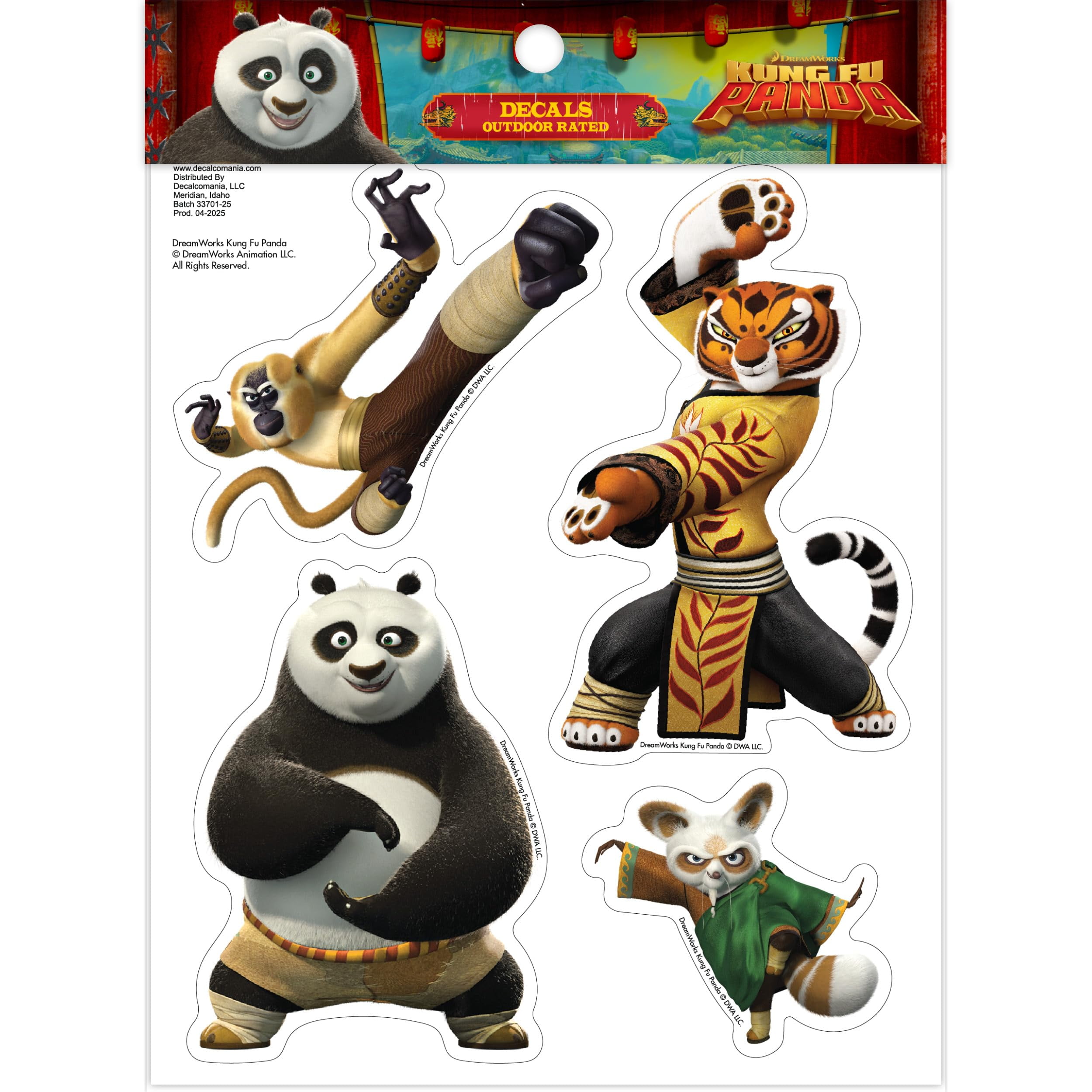 DreamWorks Kung Fu Panda Decals - Set of 4 Vinyl Stickers Po, Tigress ...
