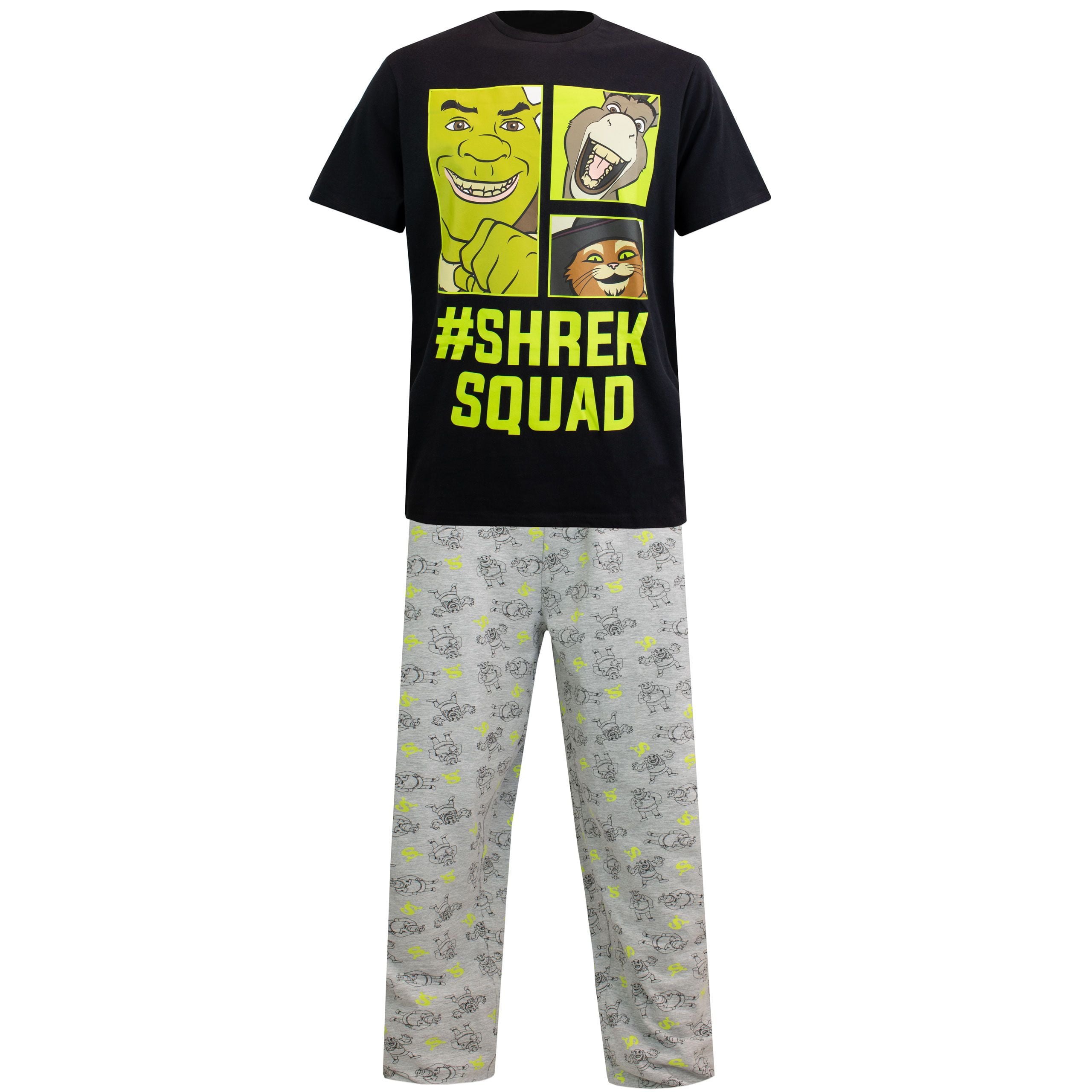 DreamWorks Adult Shrek Pajama Set, Black and Gray Sleepwear Pants and ...