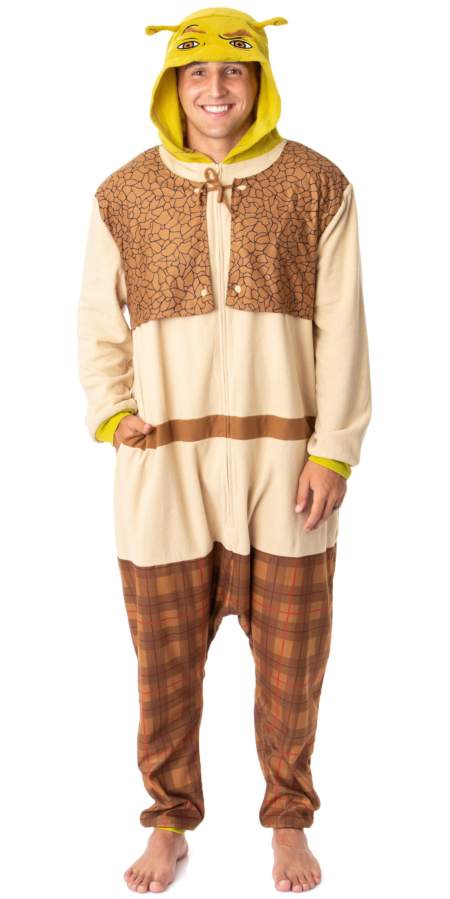 Shrek Men's Hooded One Piece Union Suit Pajama Lounge Costume Kigurumi ...