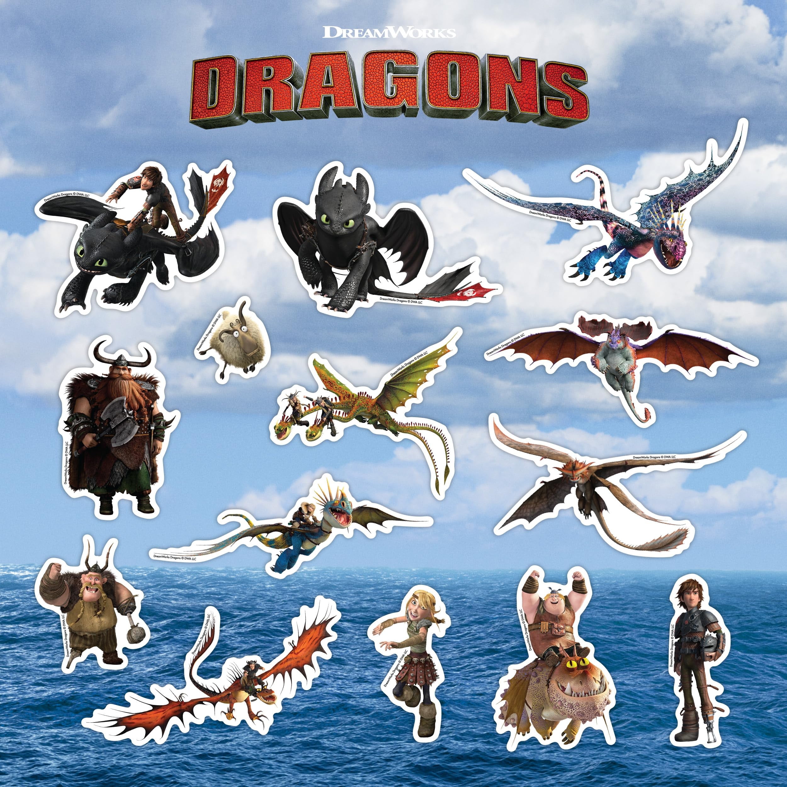 DreamWorks How To Train Your Dragon Decals - Set of 14 Vinyl Stickers ...