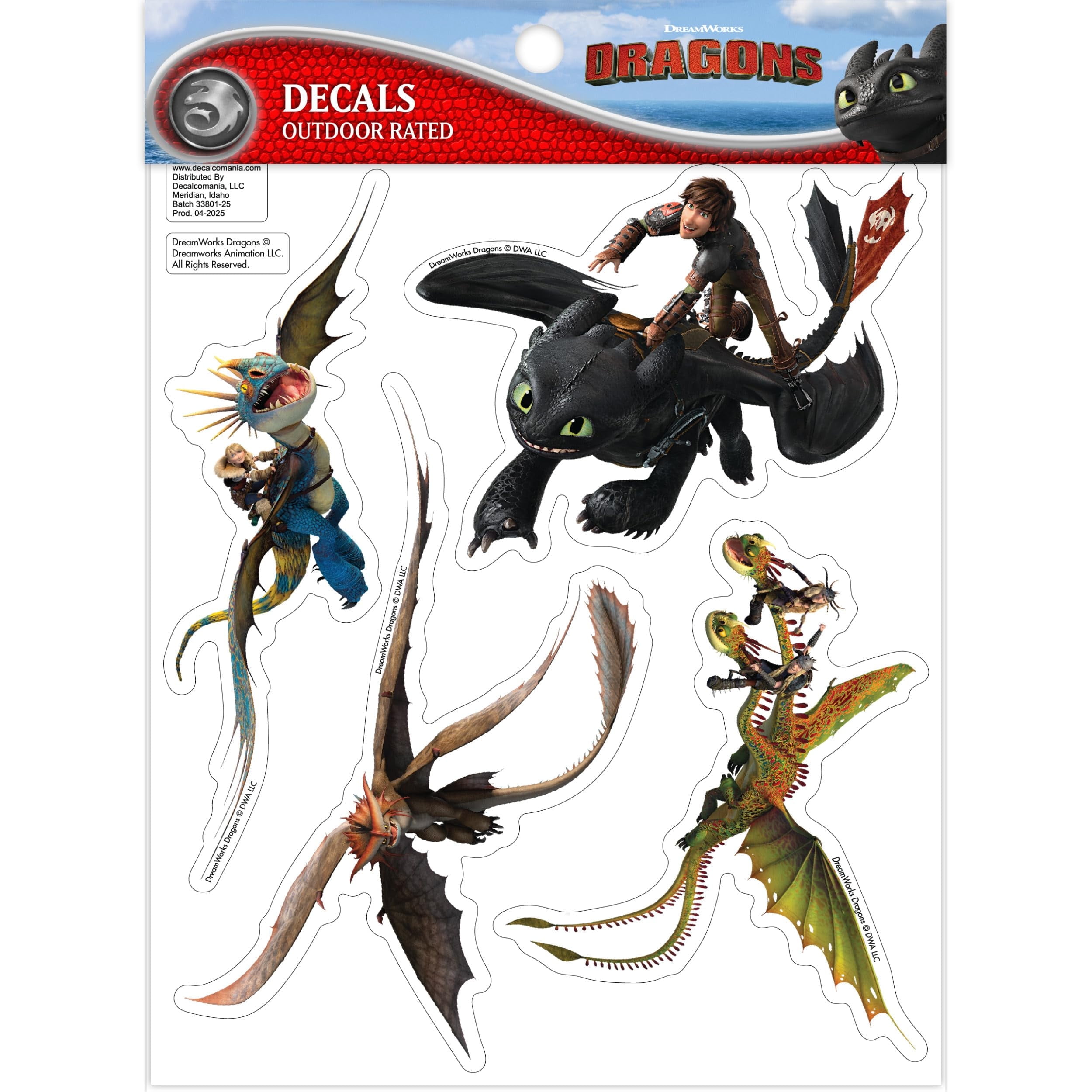 DreamWorks How To Train Your Dragon Decals - Set of 4 Vinyl Stickers ...