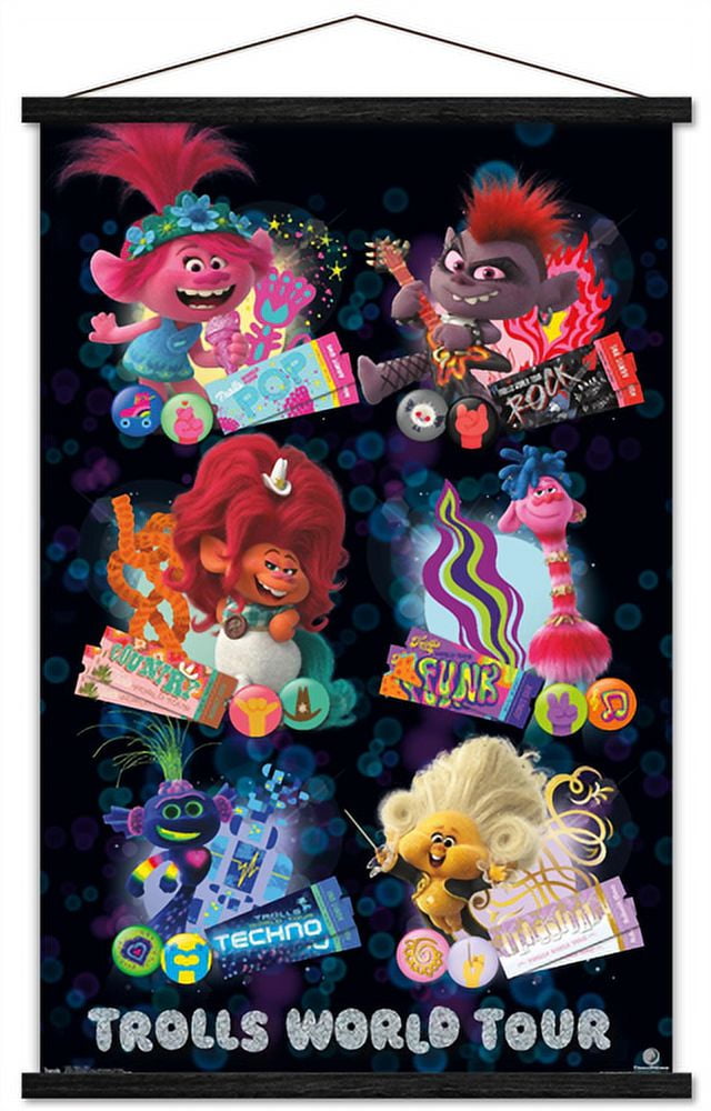 DreamWorks Trolls 2 - Grid Wall Poster with Magnetic Frame, 22.375" x ...