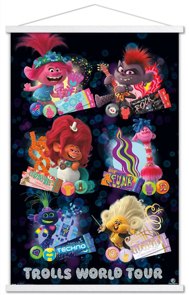 DreamWorks Trolls 2 - Grid Wall Poster with Wooden Magnetic Frame, 22. ...