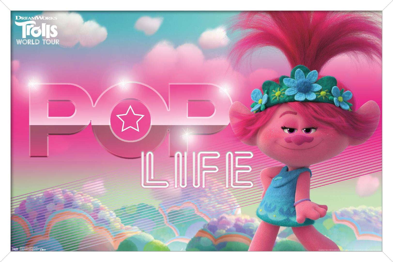 DreamWorks Trolls 2 - Pop Life Wall Poster, 14.725" x 22.375", Framed ...