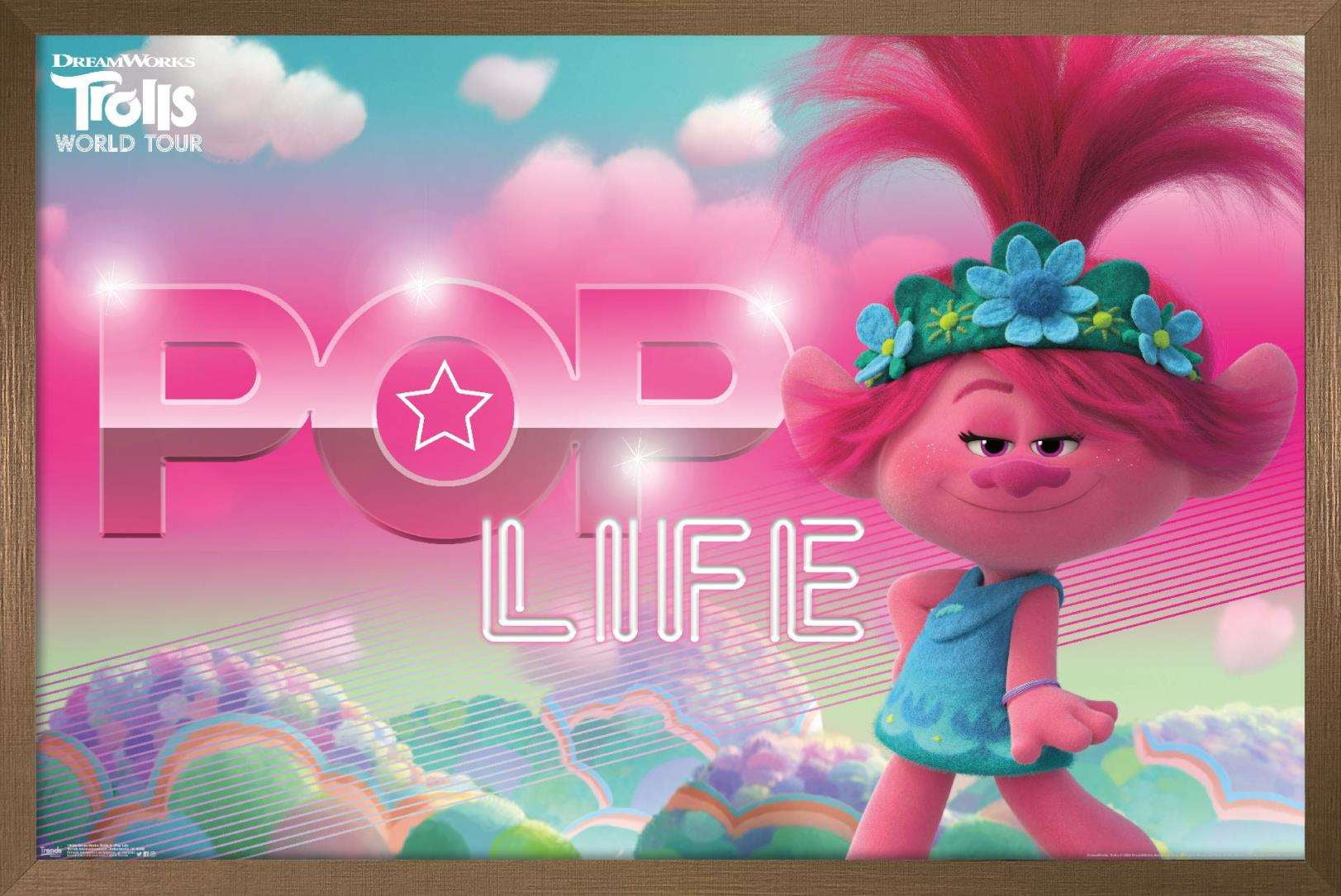 DreamWorks Trolls 2 - Pop Life Wall Poster, 14.725" x 22.375", Framed ...