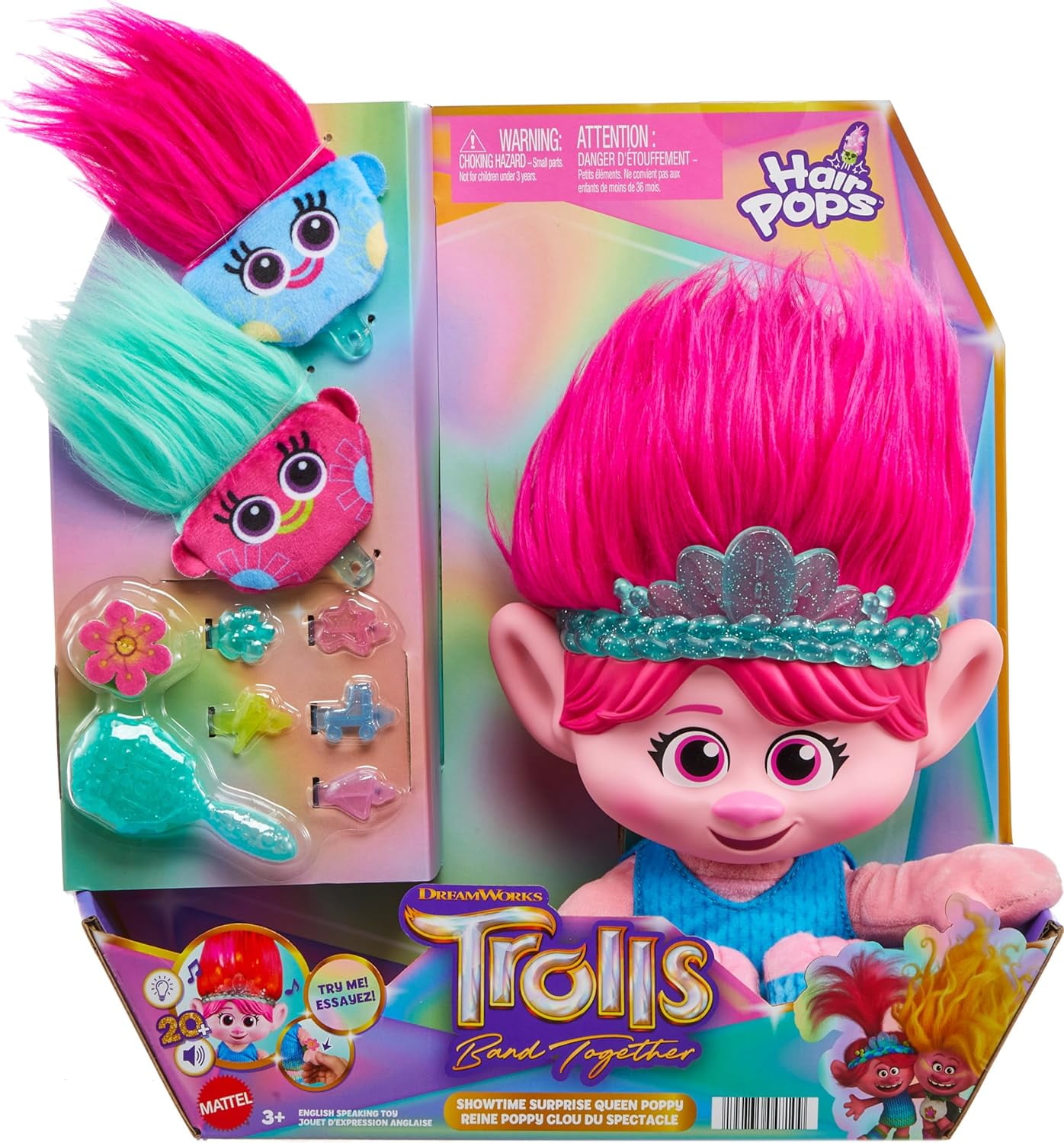 DreamWorks Trolls Band Together Plush Toy, Hair Pops Showtime Surprise ...