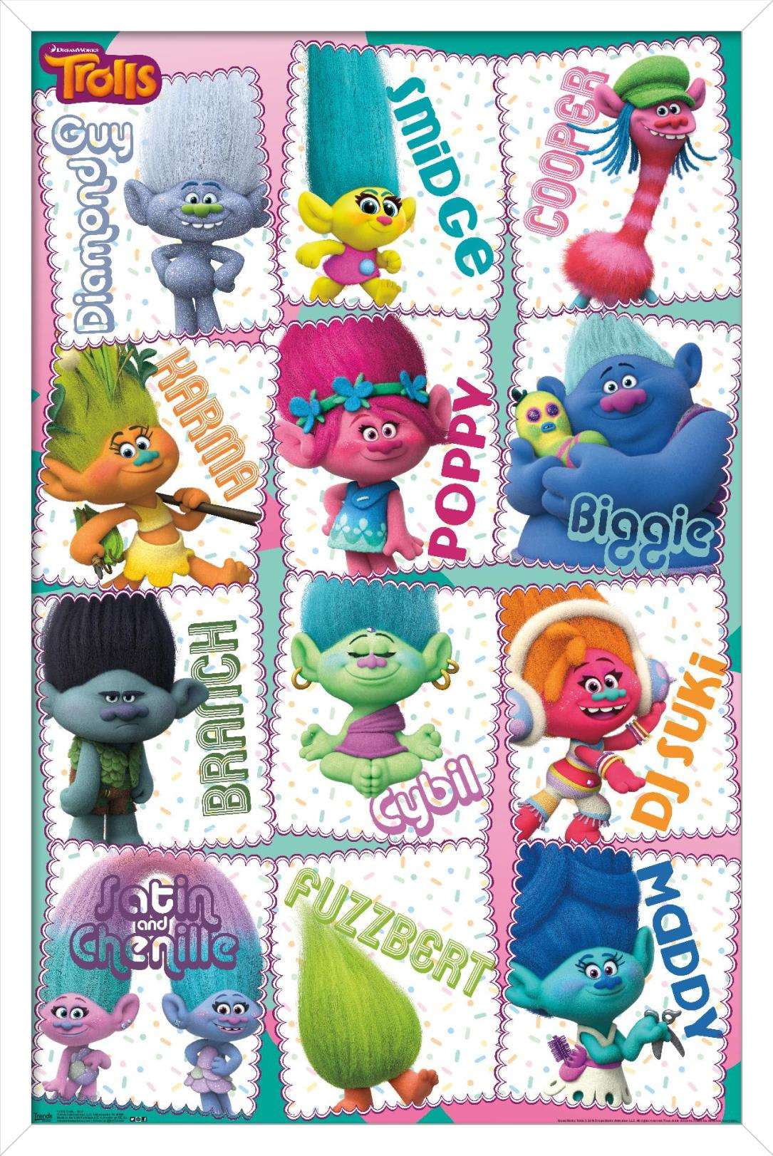 DreamWorks Trolls - Grid Wall Poster, 14.725" x 22.375", Framed ...