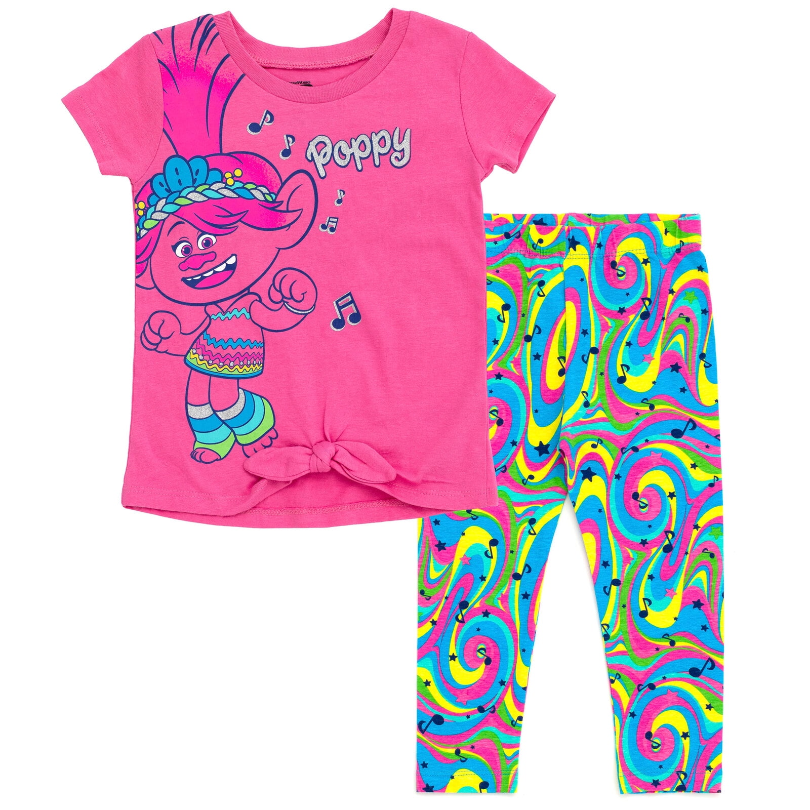 DreamWorks Trolls Poppy Girls T-Shirt and Capri Leggings Outfit, Pink ...