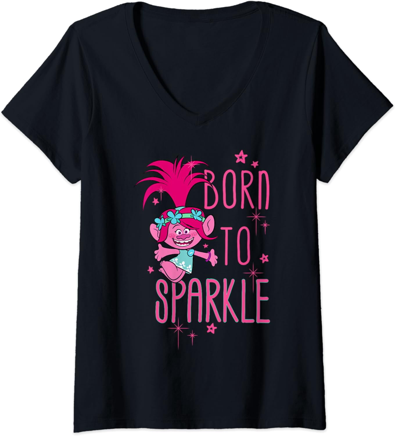 DreamWorks Trolls Poppy Sparkle V-Neck T-Shirt - Walmart.com