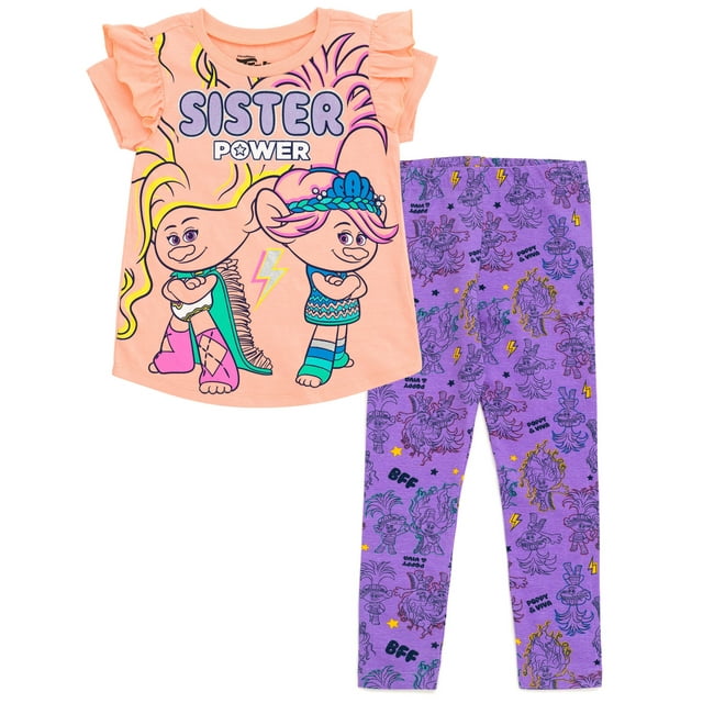 DreamWorks Trolls Poppy Viva Toddler Girls T-Shirt and Leggings Outfit ...