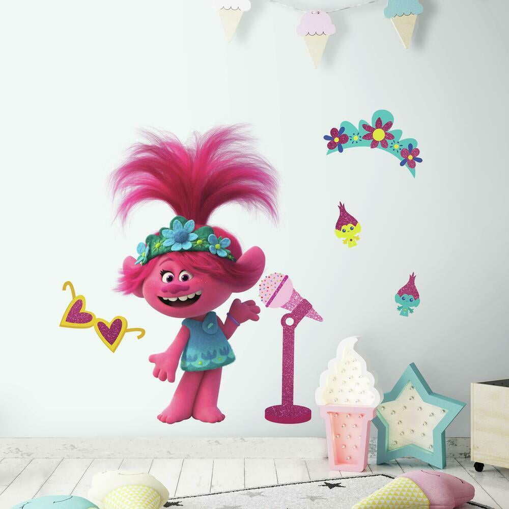 RoomMates DreamWorks Trolls Poppy Wall Decals, Glitter Decorations ...