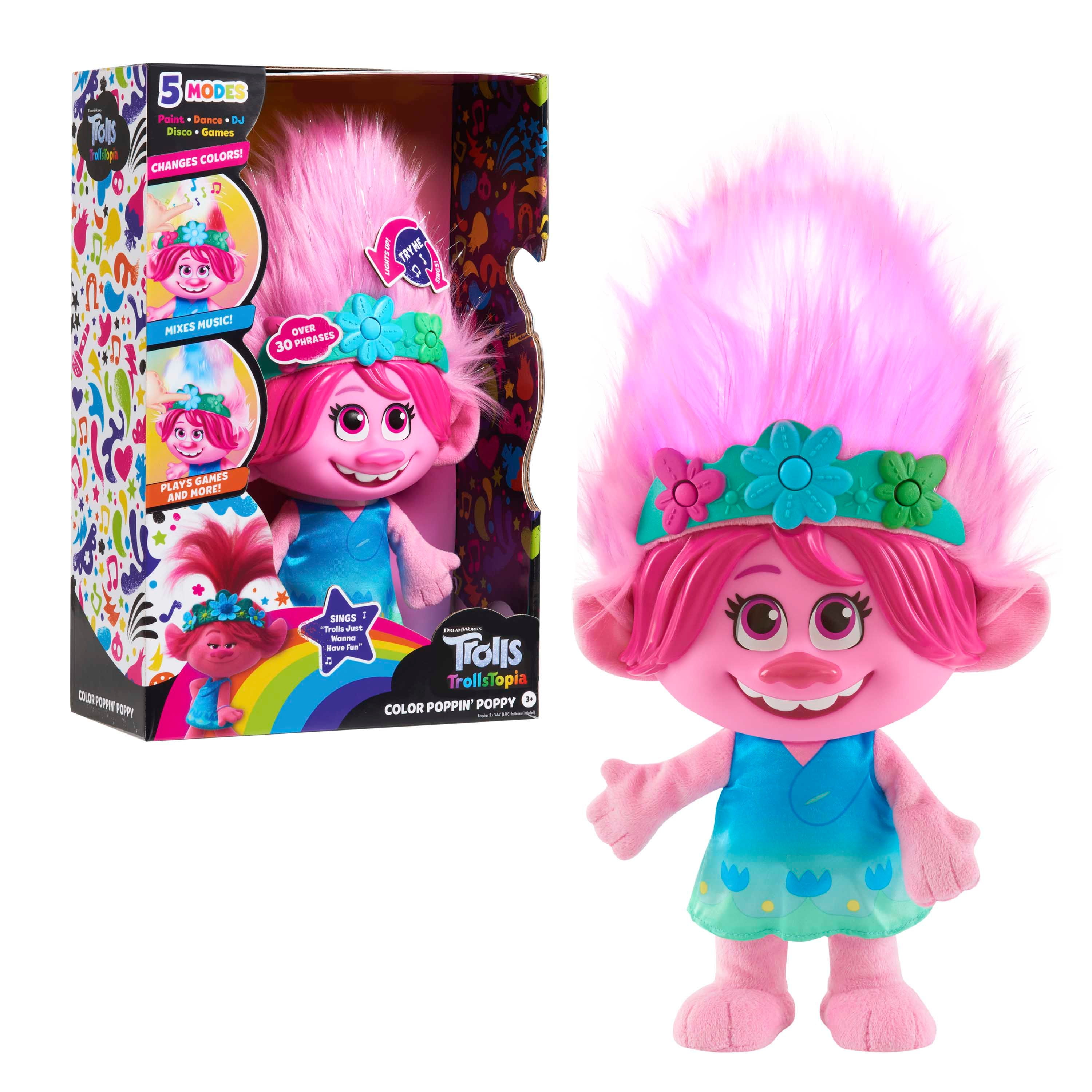 DreamWorks TrollsTopia Color Poppin’ Poppy Interactive Plush with 5 ...