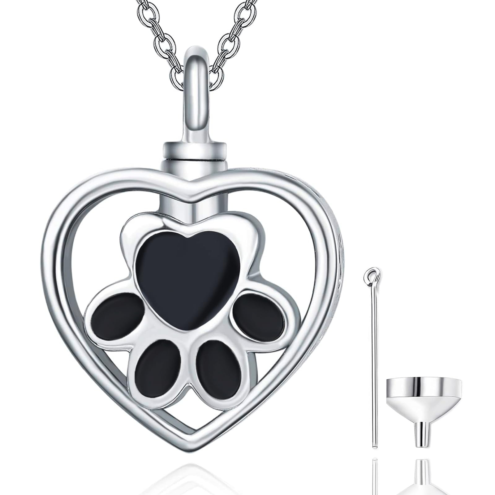 Dreamboat Paw Print Urn Necklace for Dog Ashes 925 Sterling Silver ...