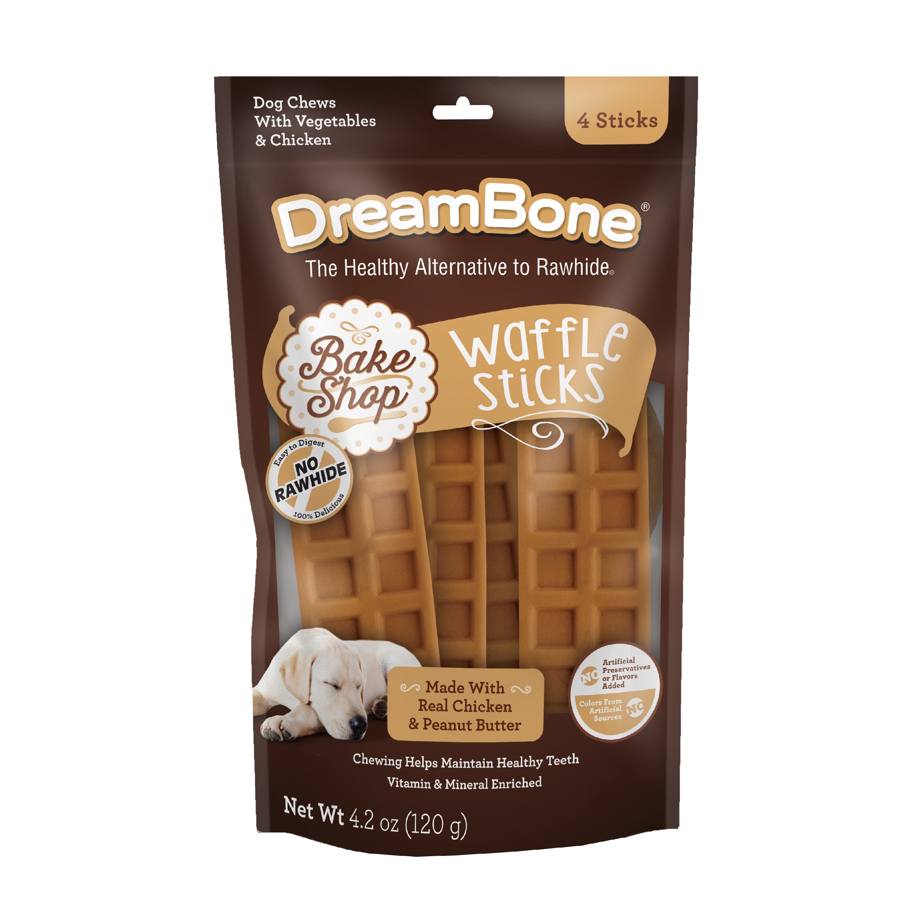 Dreambone BakeShop Waffle Sticks, Rawhide-Free Chews for Dogs, 4 Count ...