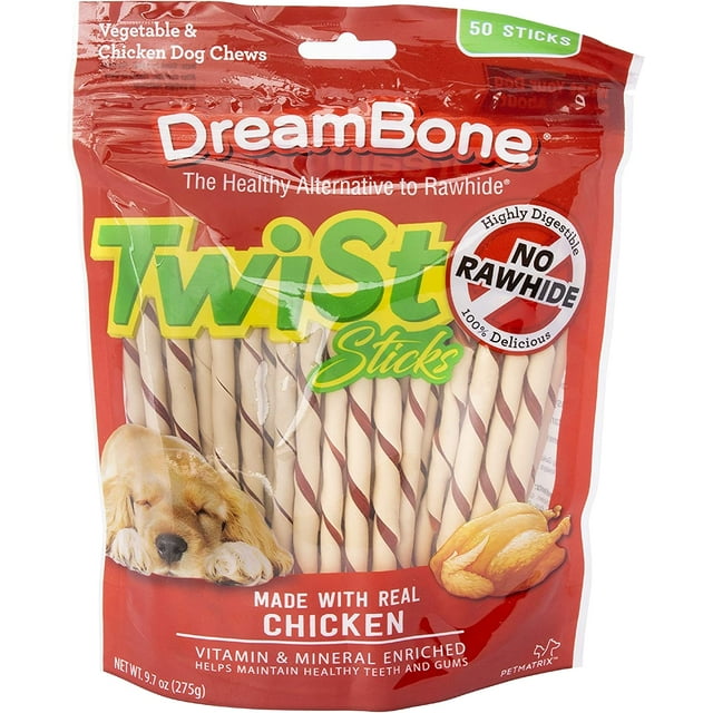 Dreambone Twist Sticks, Rawhide-Free Chews For Dogs, With Real Chicken ...