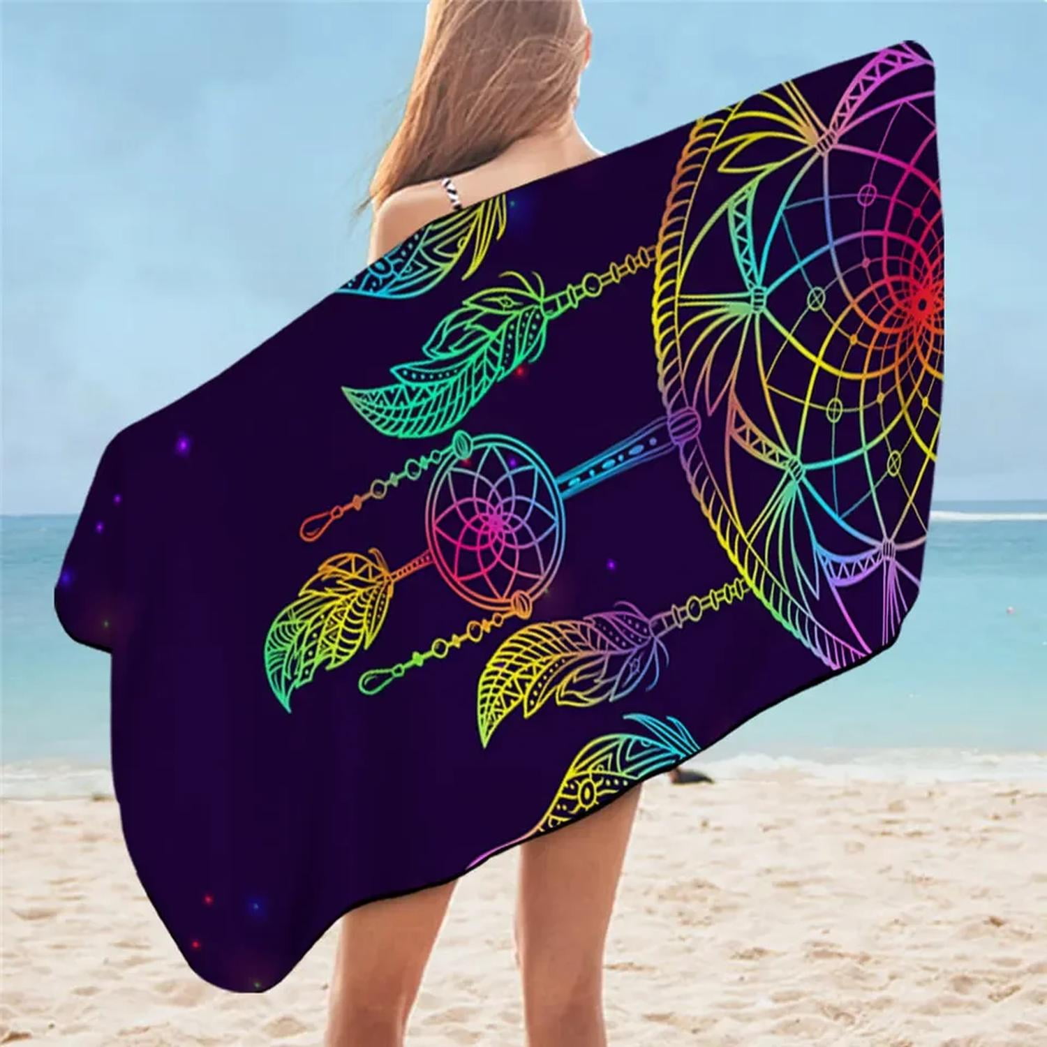Dreamcatcher Bath Towel Microfiber Watercolor Beach Rectangle Bikini ...