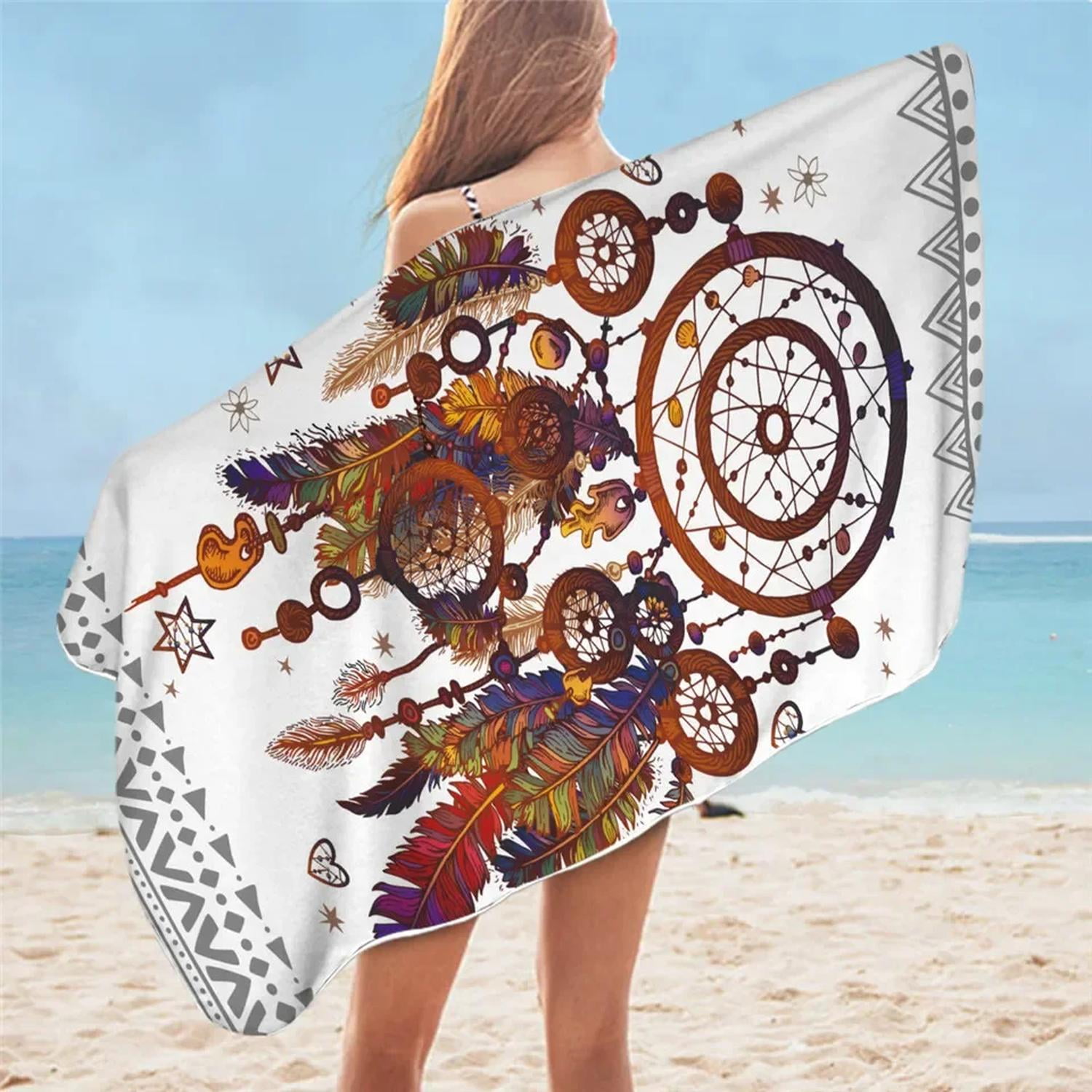 Dreamcatcher Bath Towel Microfiber Watercolor Beach Rectangle Bikini ...