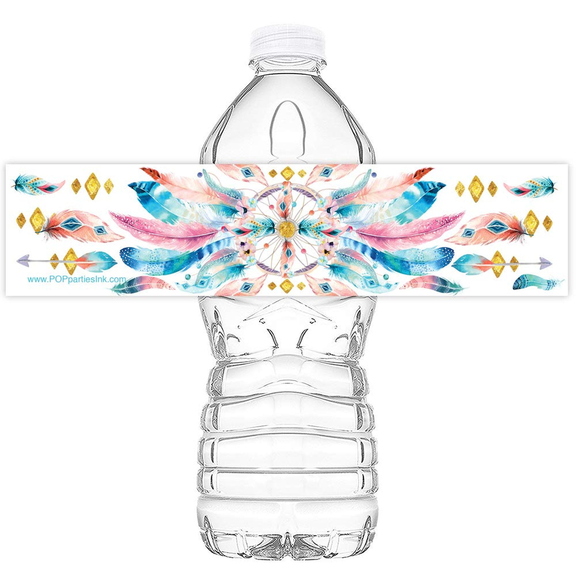 Dreamcatcher Boho Bottle Wraps - Set of 20 Wild One Water Bottle Labels ...