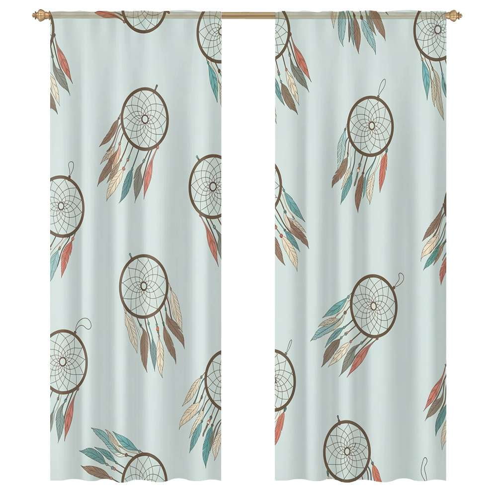 Dreamcatcher Feather Pattern Design Sheer Window Curtains for Living ...