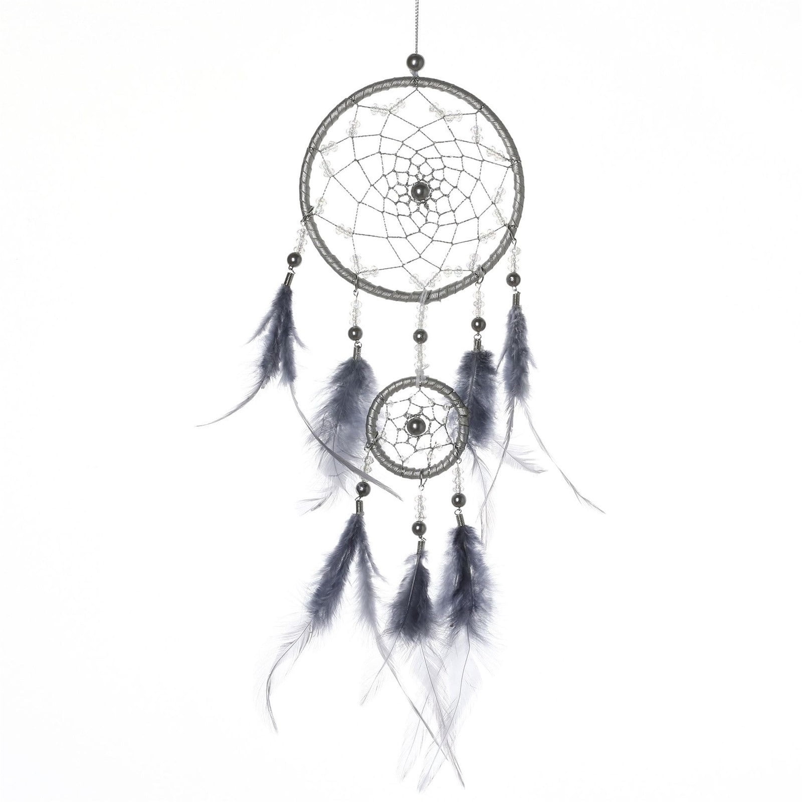 Dreamcatcher Wall Hanging Gray Two Ring Wind Chime Ornament Bohemian ...