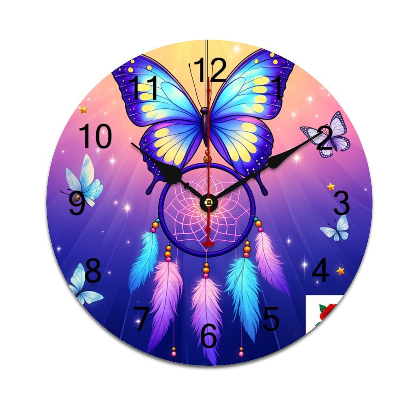 Dreamcatcher with Butterflies And Stars-1 Bedroom Wall Clock Large ...