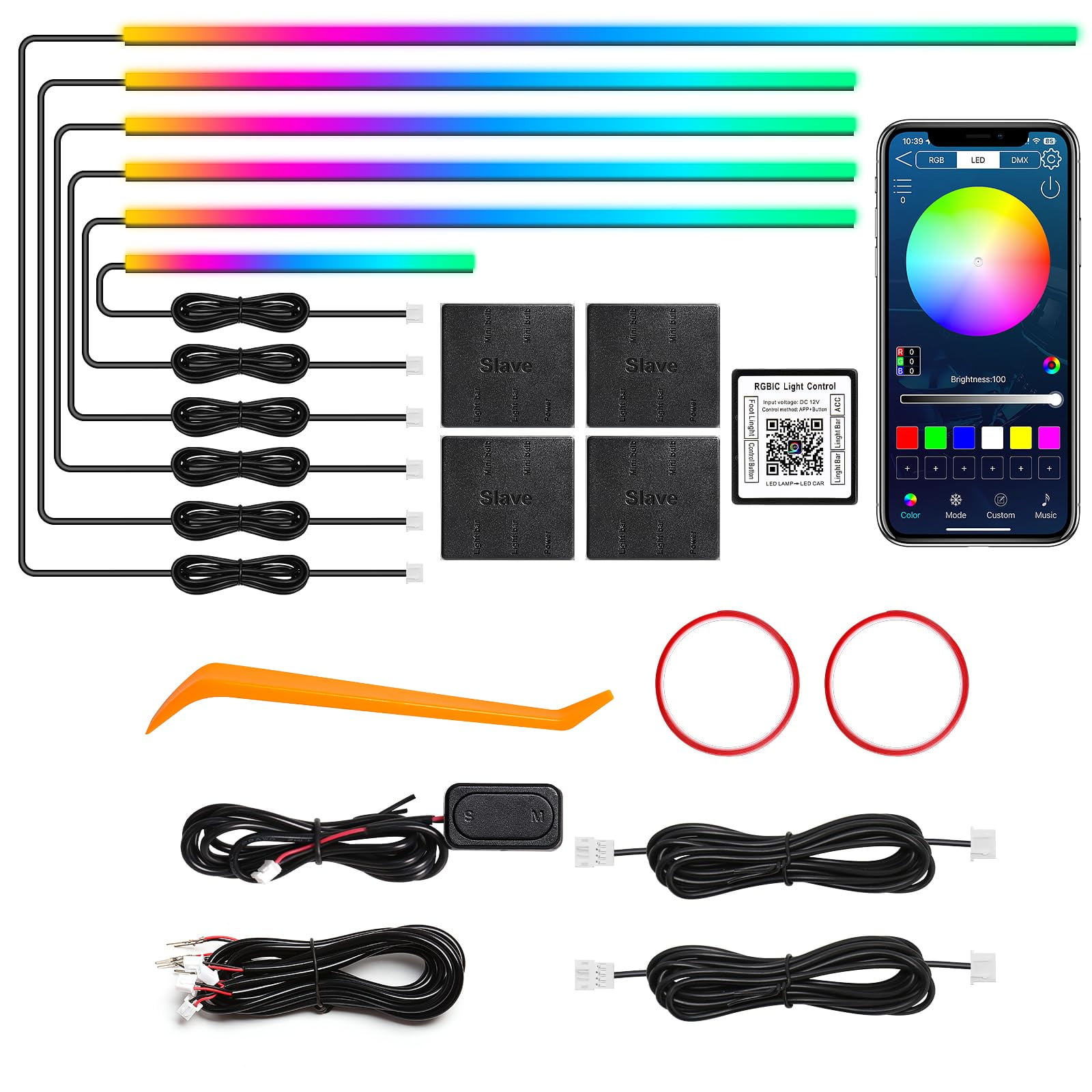 Dreamcolor Acrylic Interior Car MMF7 LED Strip Light with APP, RGB 6 in ...