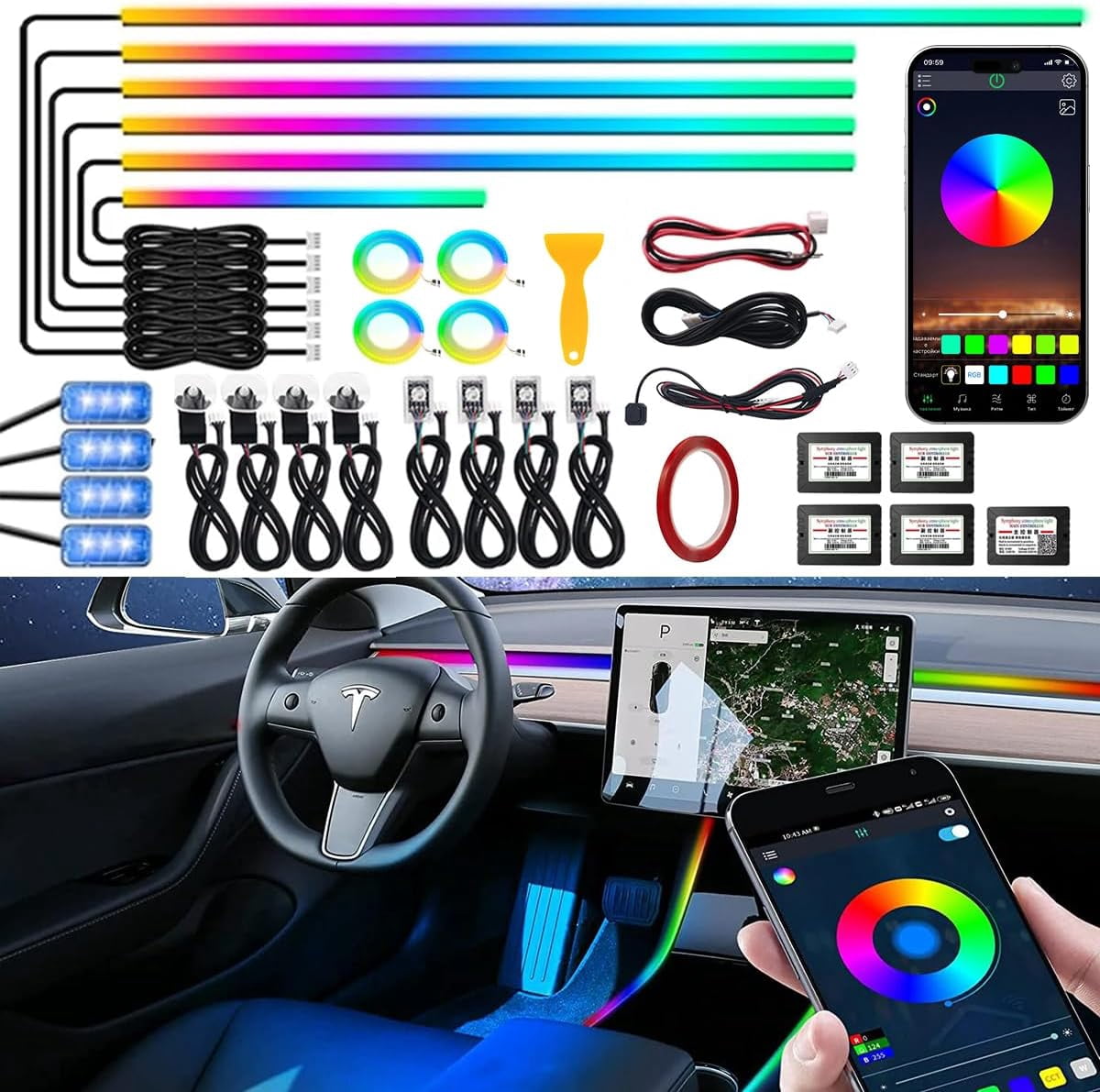 Dreamcolor Interior Car Strips Lights: Led Acrylic Light 22 in 1 RGB ...